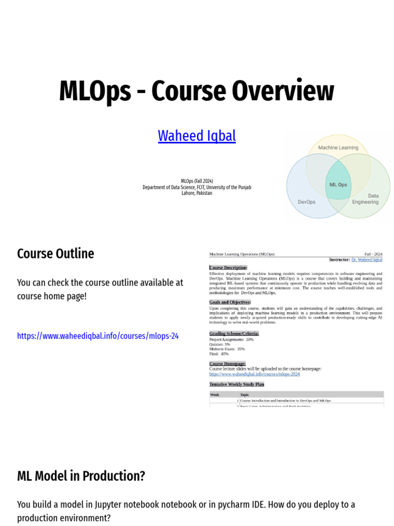 MLOps - Course Overview | PDF