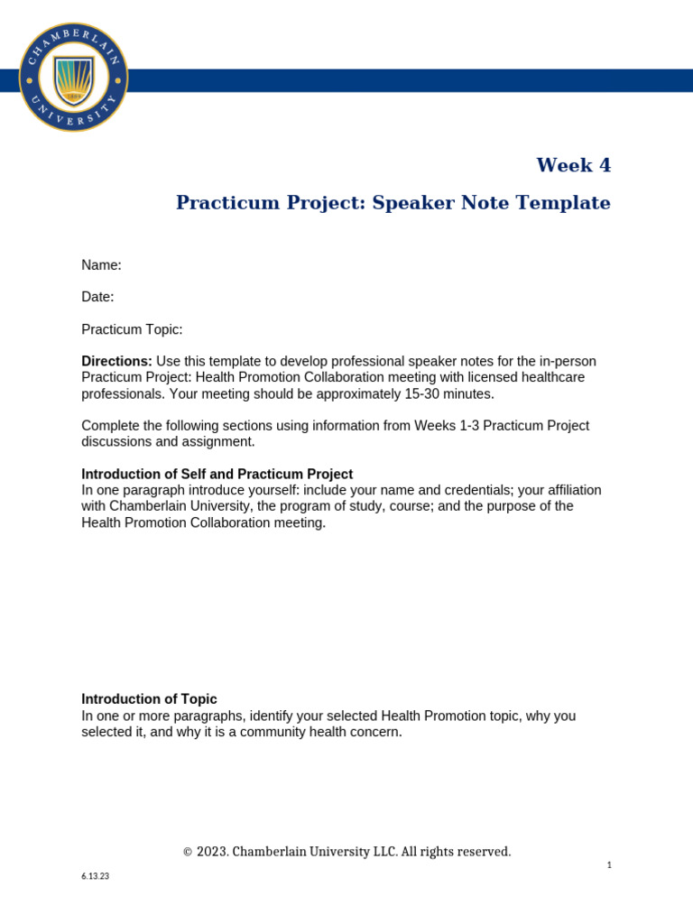 Week4 Practicum Project Speaker Note Template | PDF