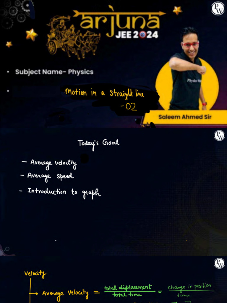 Motion in A Straight Line 02 - Class Notes - Arjuna JEE 2024 | PDF