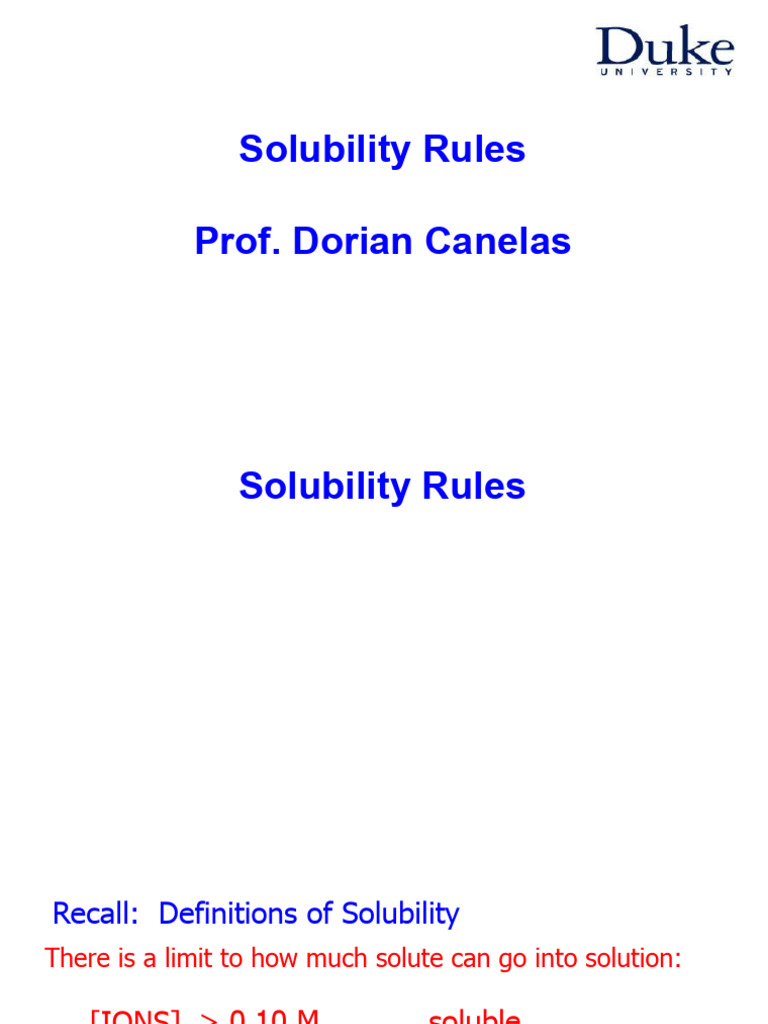 Solubility Rules | PDF