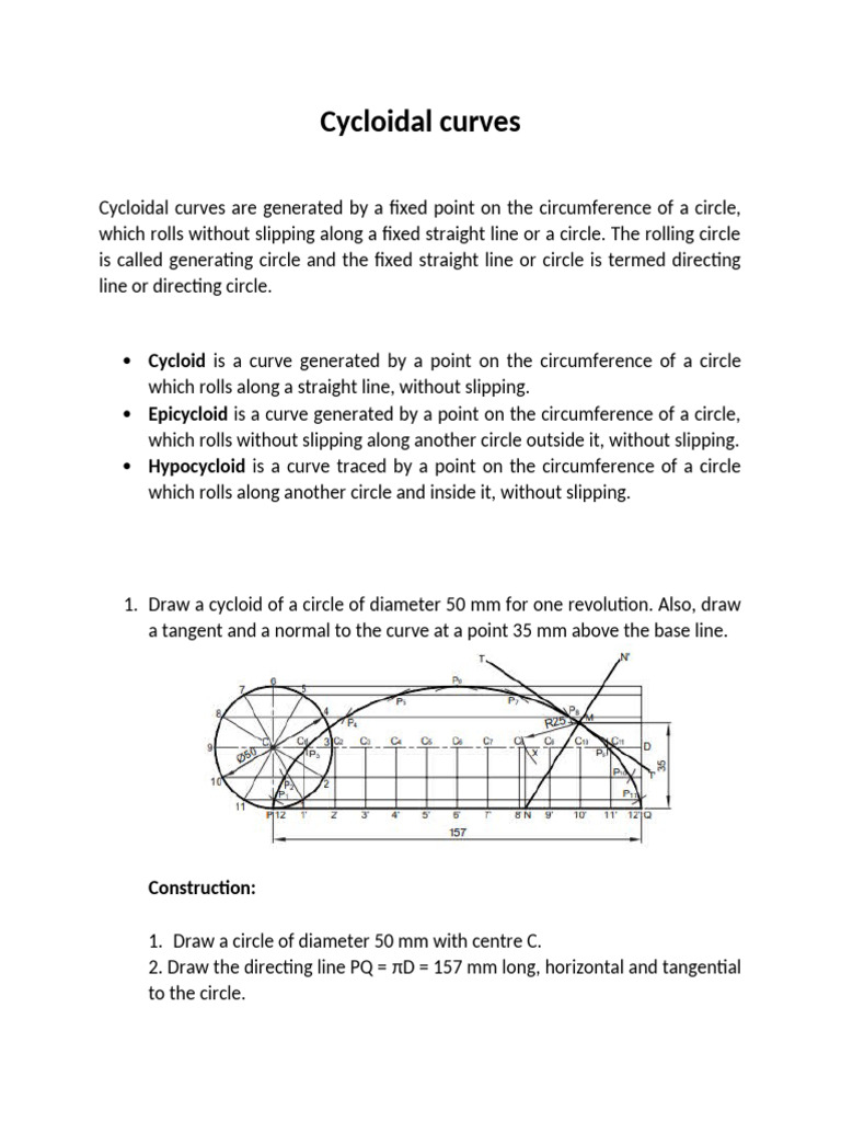 Cycloidal Curves Notes | PDF