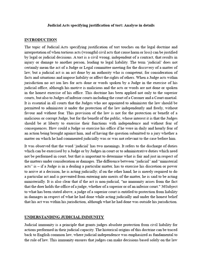 Judicial Acts Specifying Justification of Tort | PDF