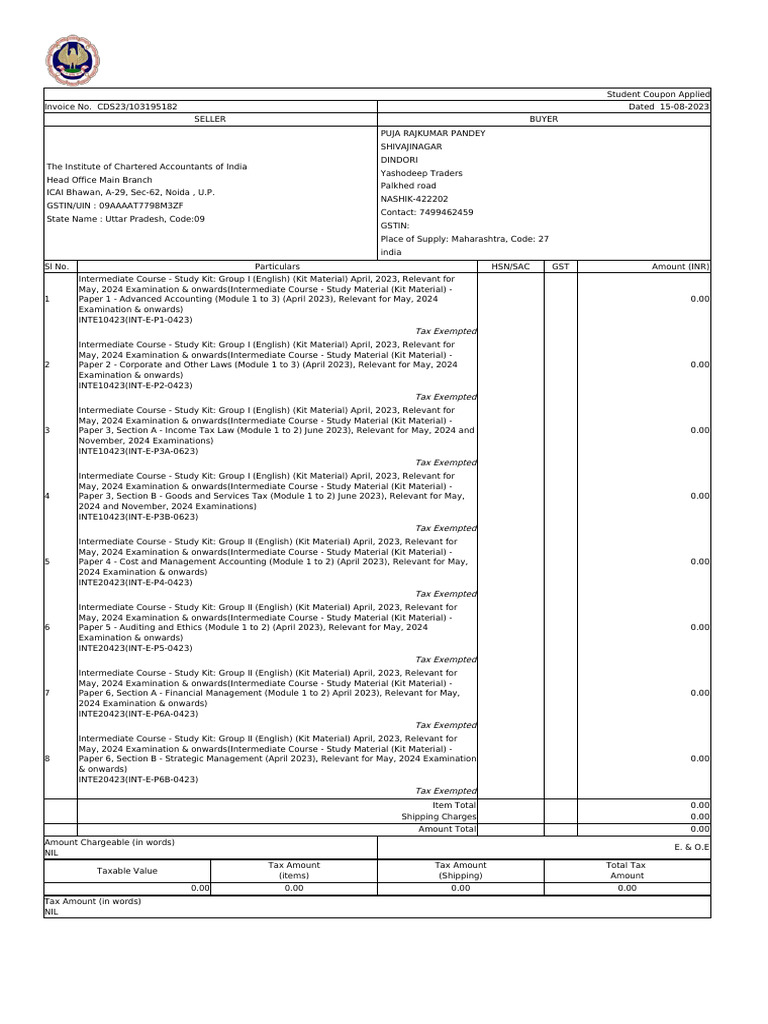 Cds Invoice 103195182 | PDF