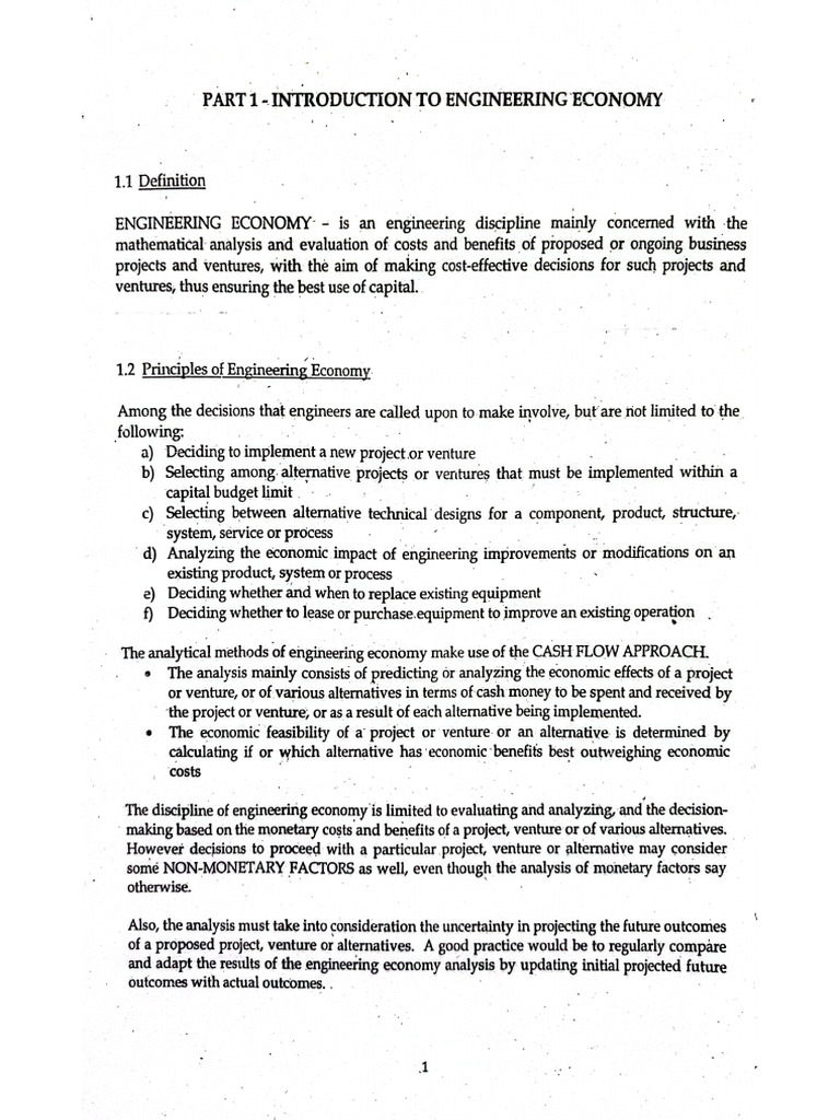 Part 1 Introduction To Engineering Economy Sta. Maria | PDF