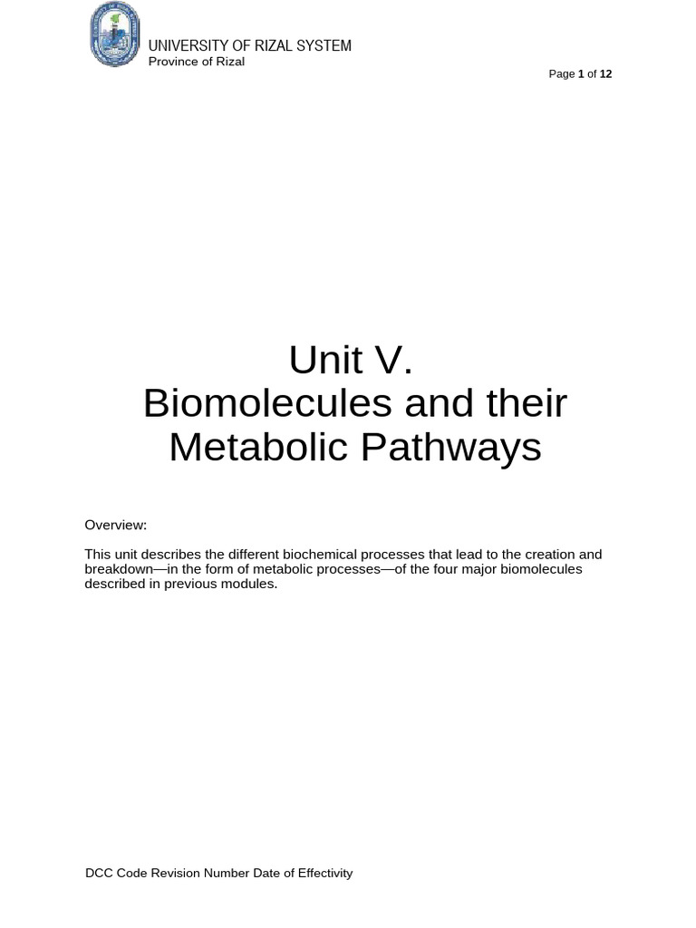 BIOCHEM 1 Biochemistry - Module 14 | PDF
