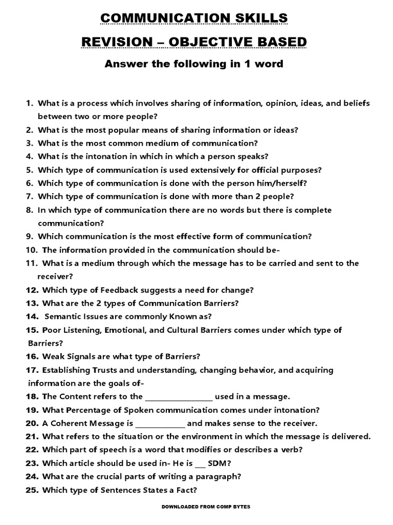 Communication Skills Revision | PDF