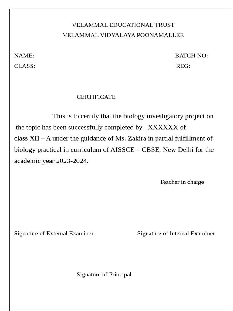 Practical Record Front Page Biology | PDF