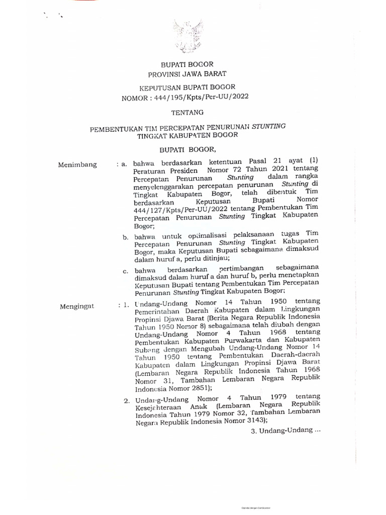 Bogorkab SK - TPPS - Tingkat Kabupaten Bogor 2022 | PDF