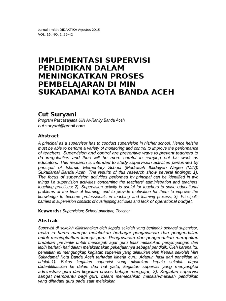 ID Implementasi Supervisi Pendidikan Dalam | PDF