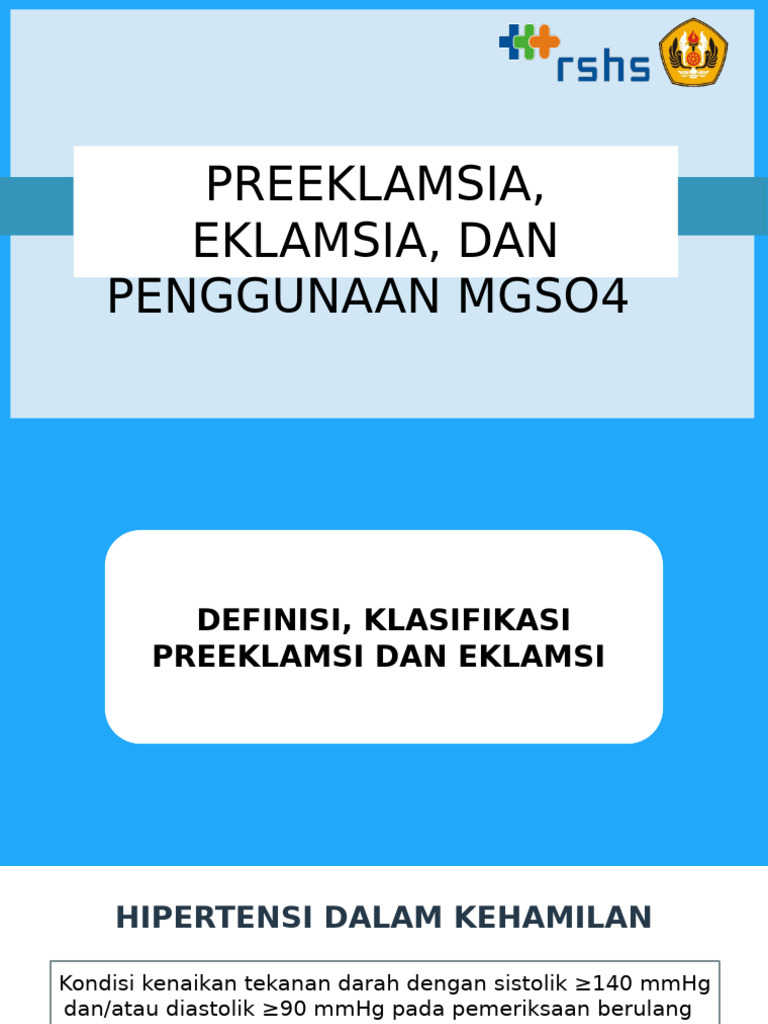 Preeklamsia, Eklamsia, Penggunaan MgSO4-1 | PDF