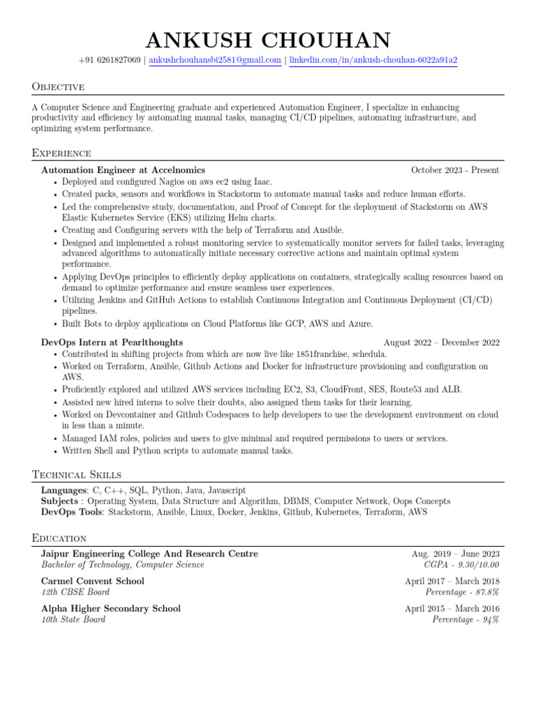 Ankush Chouhan Resume | PDF