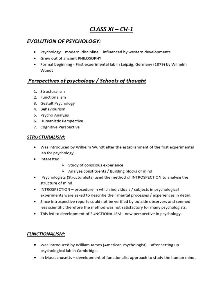 CH-1 (Evolution) Psychology Class Xi Notes | PDF