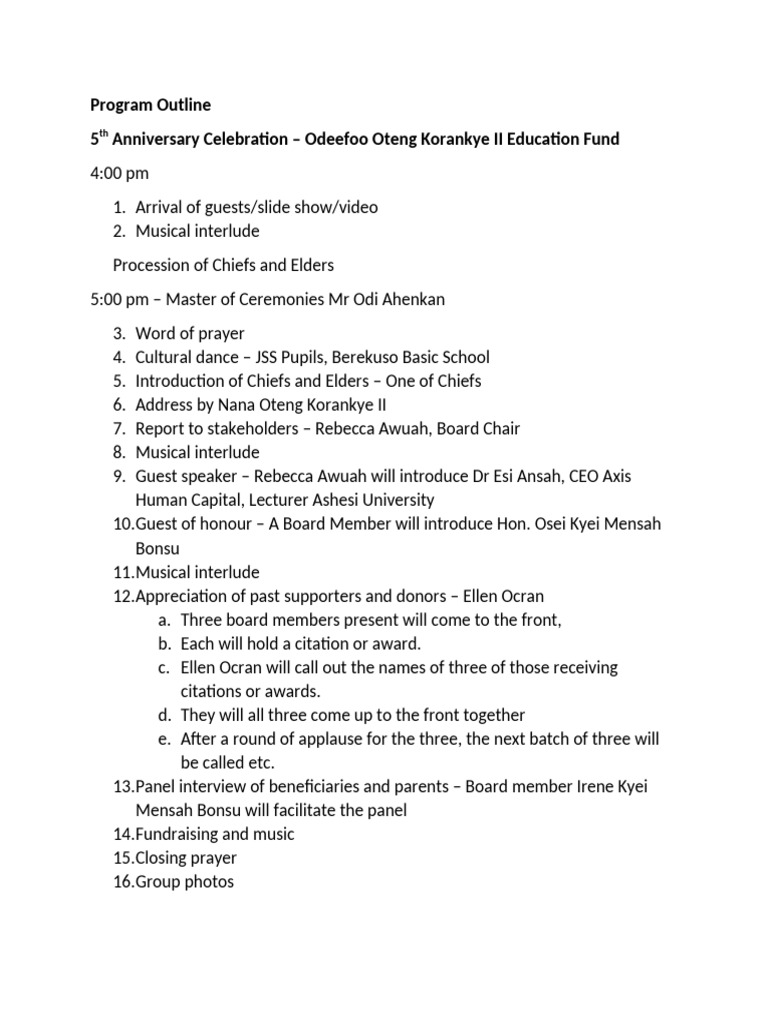 2022 Program Outline - Detailed | PDF