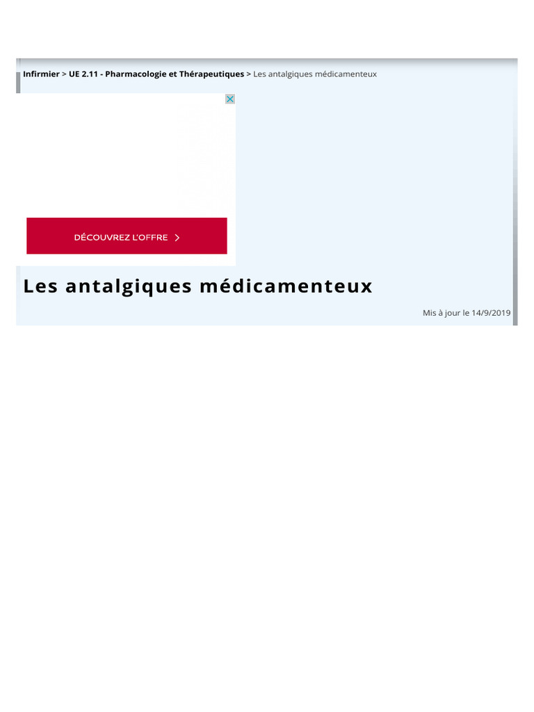 Les Antalgiques Médicamenteux - Cours Infirmiers | PDF