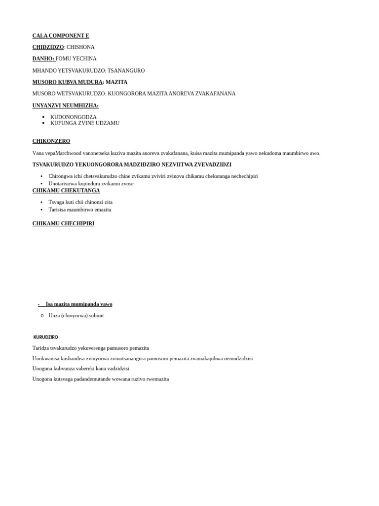 Cala Component e - Shona | PDF