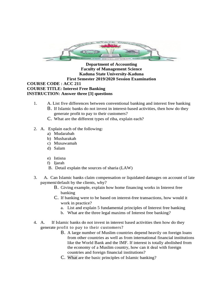 ACC211 INTEREST FREE BANKING Abdurrahman | PDF