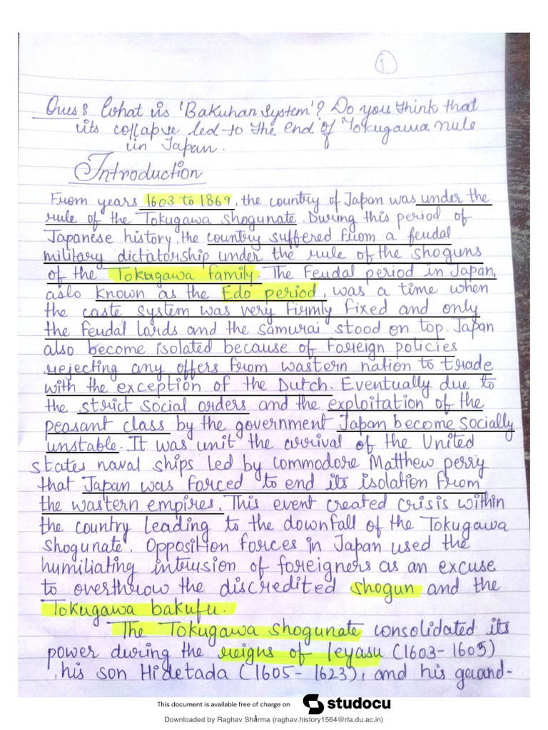 Bakuhan System and Down Fall of Tokugawa | PDF