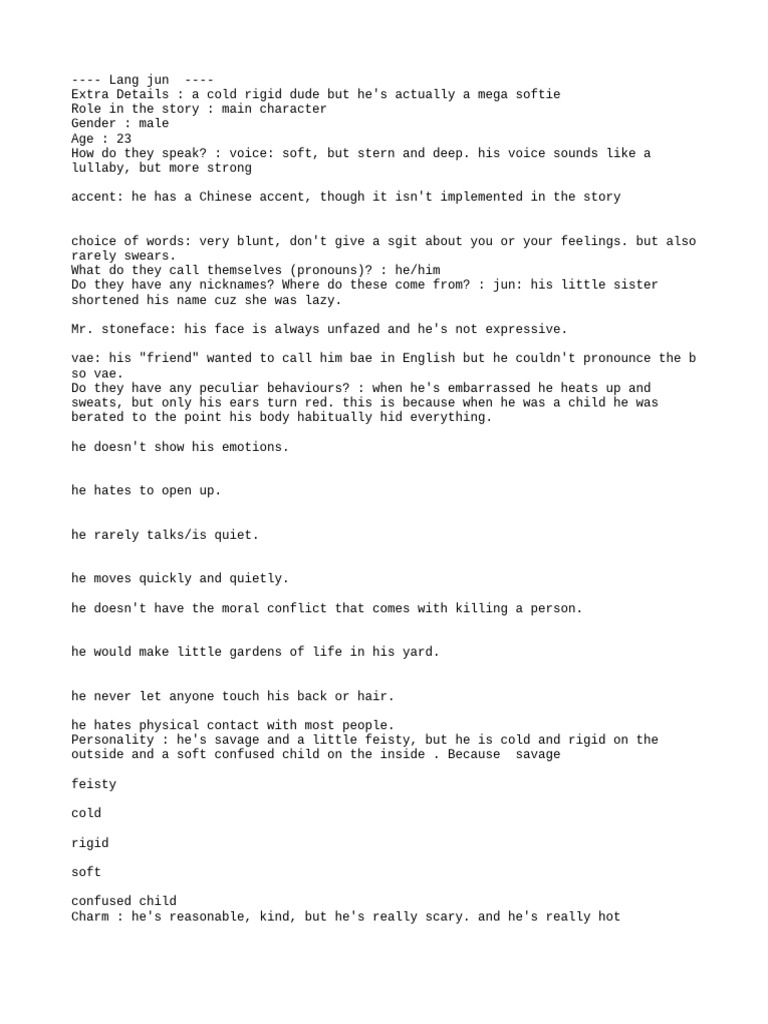 Hey Sis 'S Character Setting | PDF