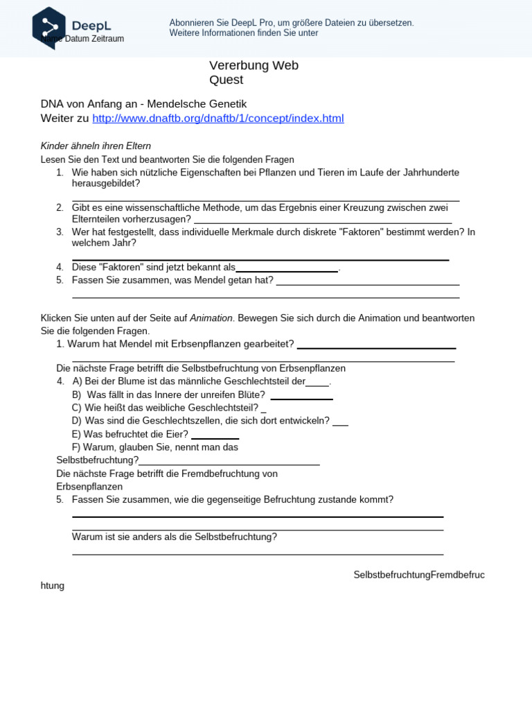 Webquest Genetics de | PDF