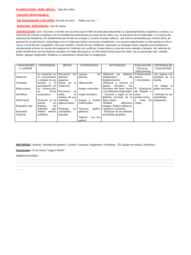 Proyecto Habia Una Vez | PDF