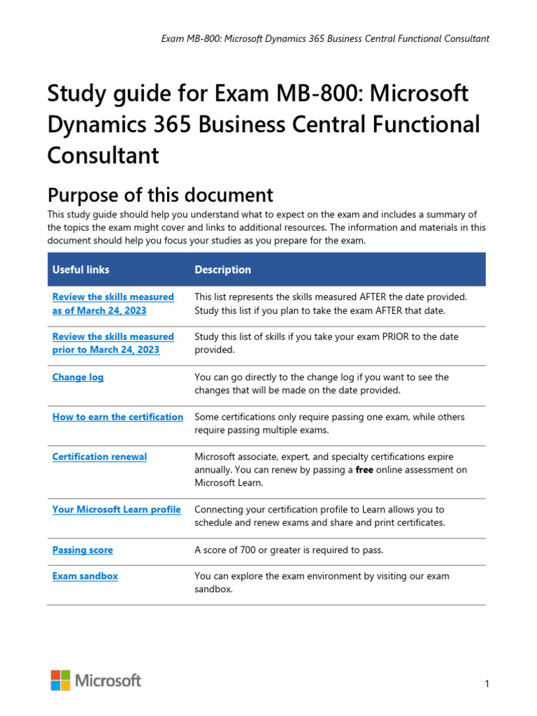 MB-800 StudyGuide ENU FY23Q3 v2 | PDF