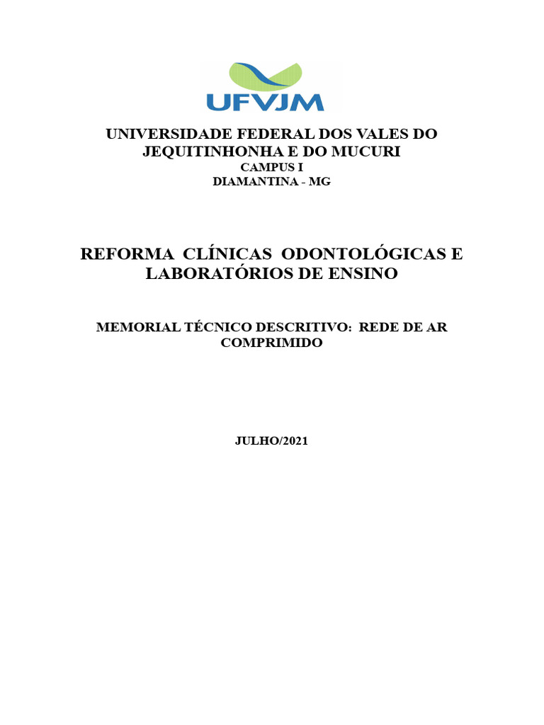 Memorial Descritivo - Especificação Técnica Ar Comprimido SEI | PDF