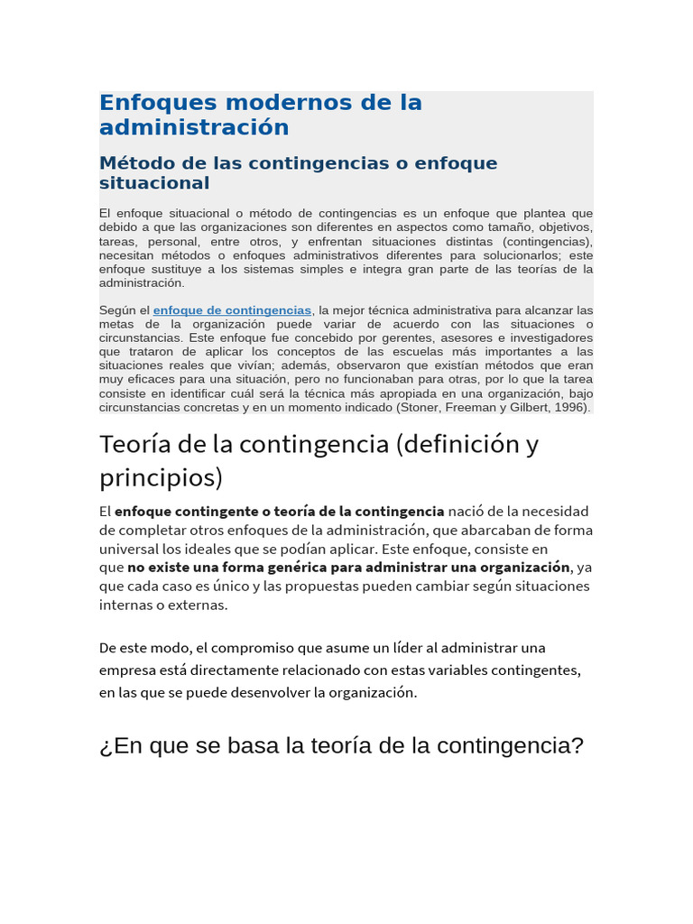 Enfoques Modernos de La Administración | PDF | Psicología Social | Relaciones personales ...