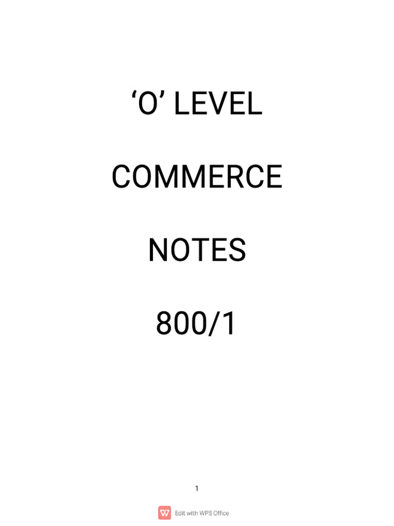 o’ Level Commerce Notes | PDF