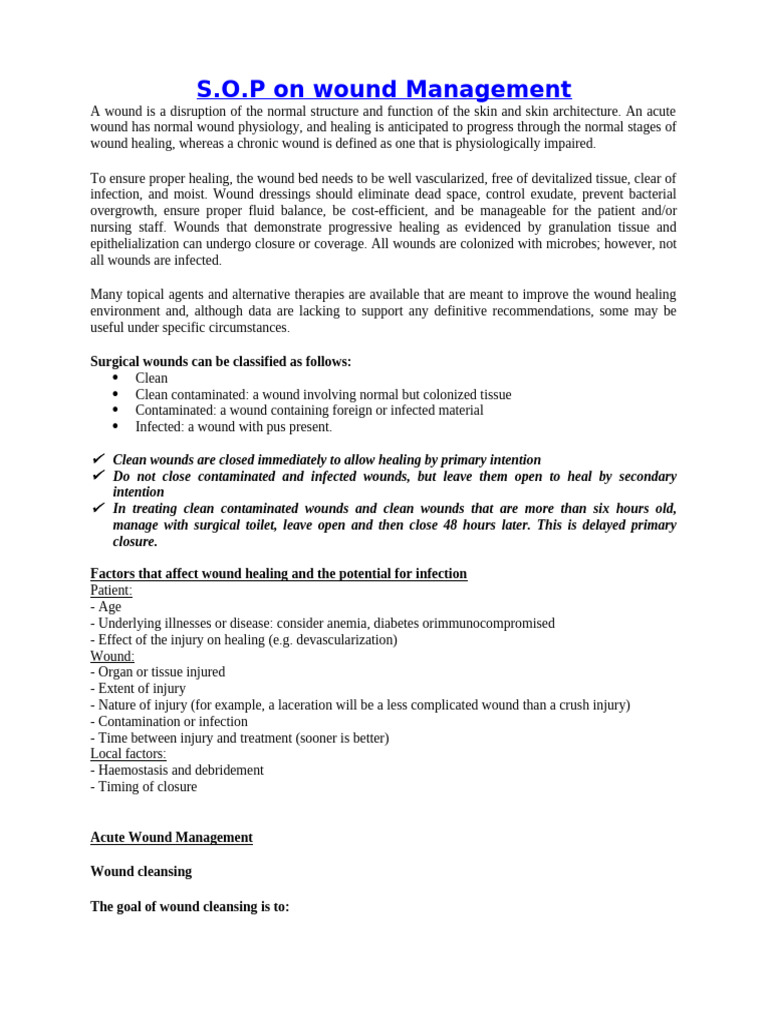 LHL GL on Wound MAnagement | PDF