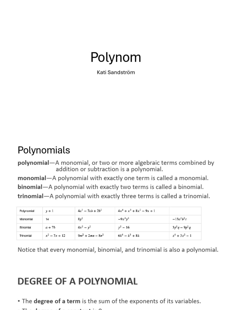 Polynom in English | PDF | Teaching Methods & Materials