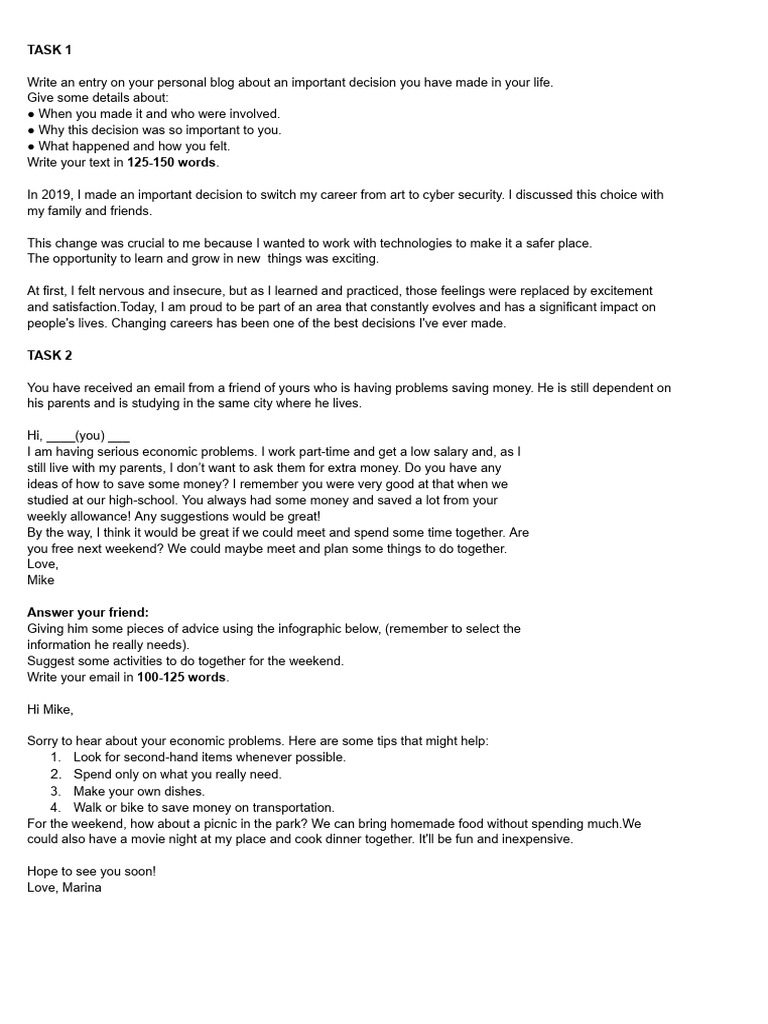 Writing B1 Eoi | PDF