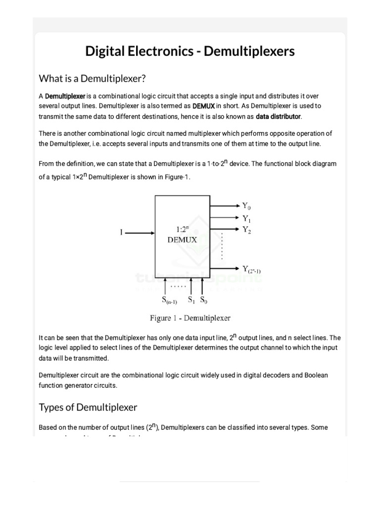 Digital Electronics - Demultiplexers | PDF