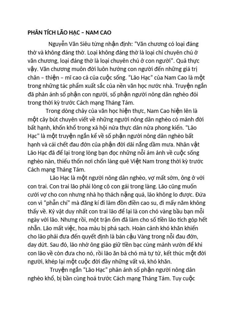 PHÂN TÍCH LÃO HẠC | PDF