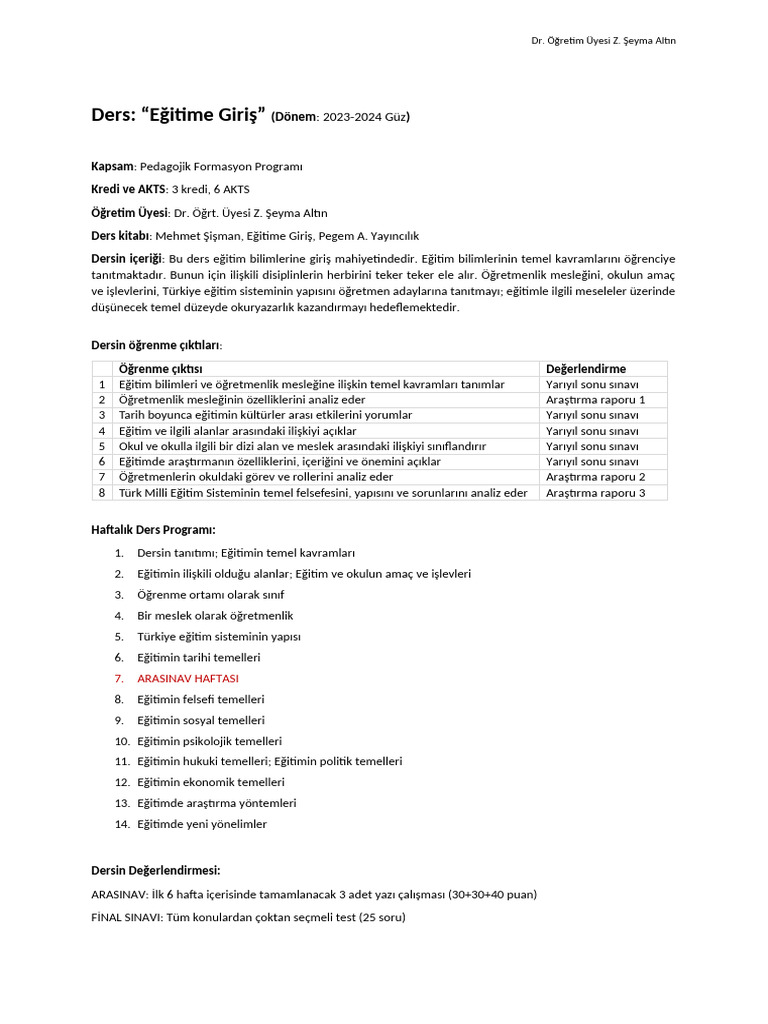 Ders Izlencesi 2024 | PDF