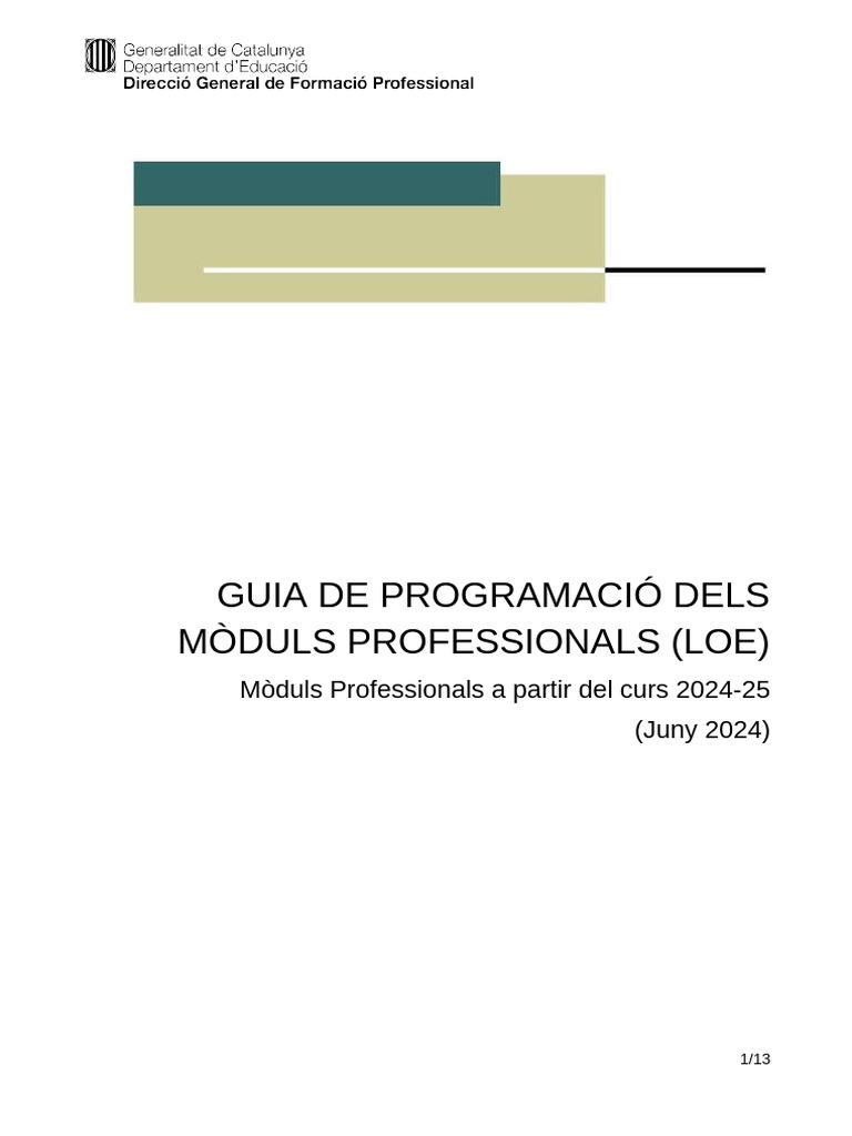 Guia Programacio LOE Juny 2024 Rev1 | PDF