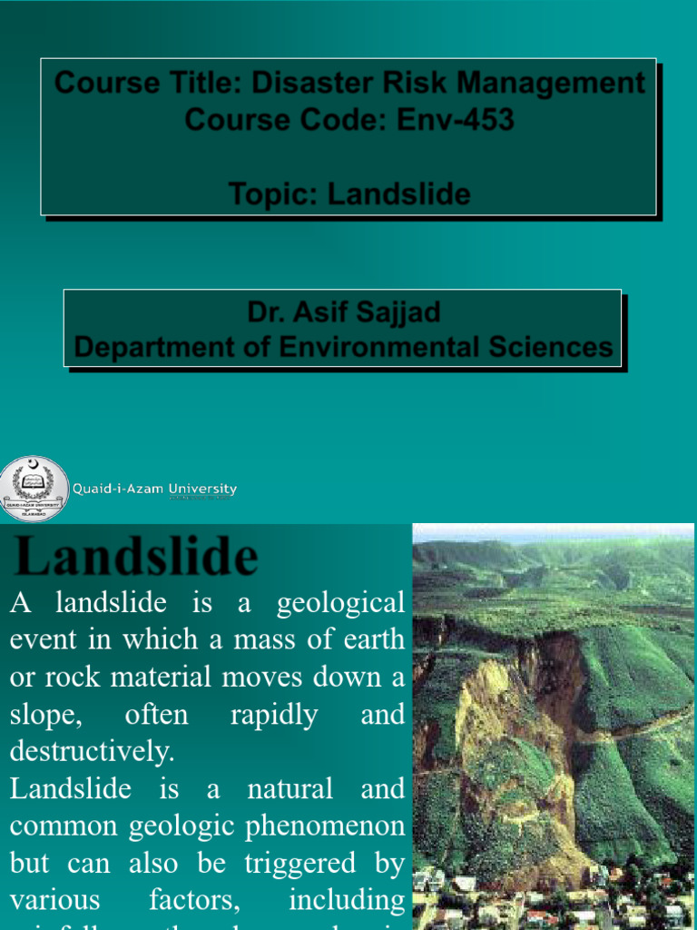 Disaster Risk Management (Lec 7 & 8) Landslide | PDF