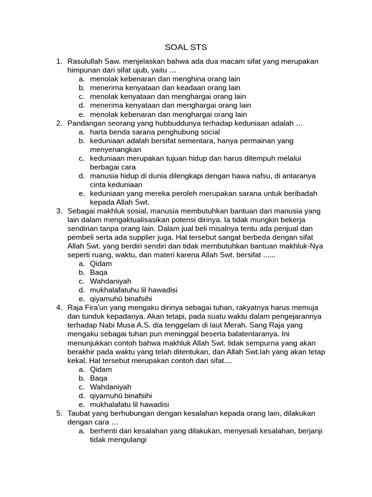 SOAL STS 10 | PDF