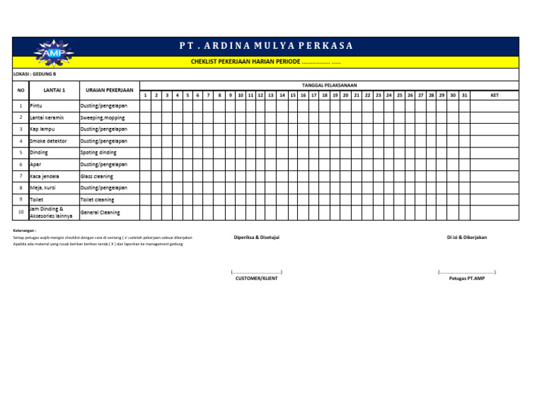 Checklist Gedung B Lt1 | PDF