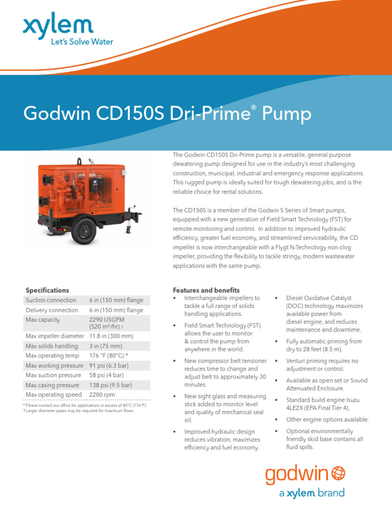 Godwin CD150S Pump Overview and Specs | PDF | Pump | Engines