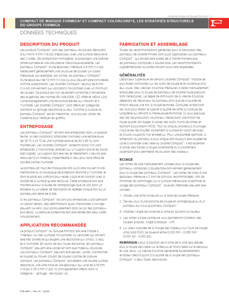 Formica Compact and ColorCore2 Compact Technical Brief | PDF