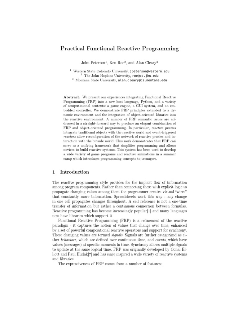 Practicao Functional Reactive Programming | PDF
