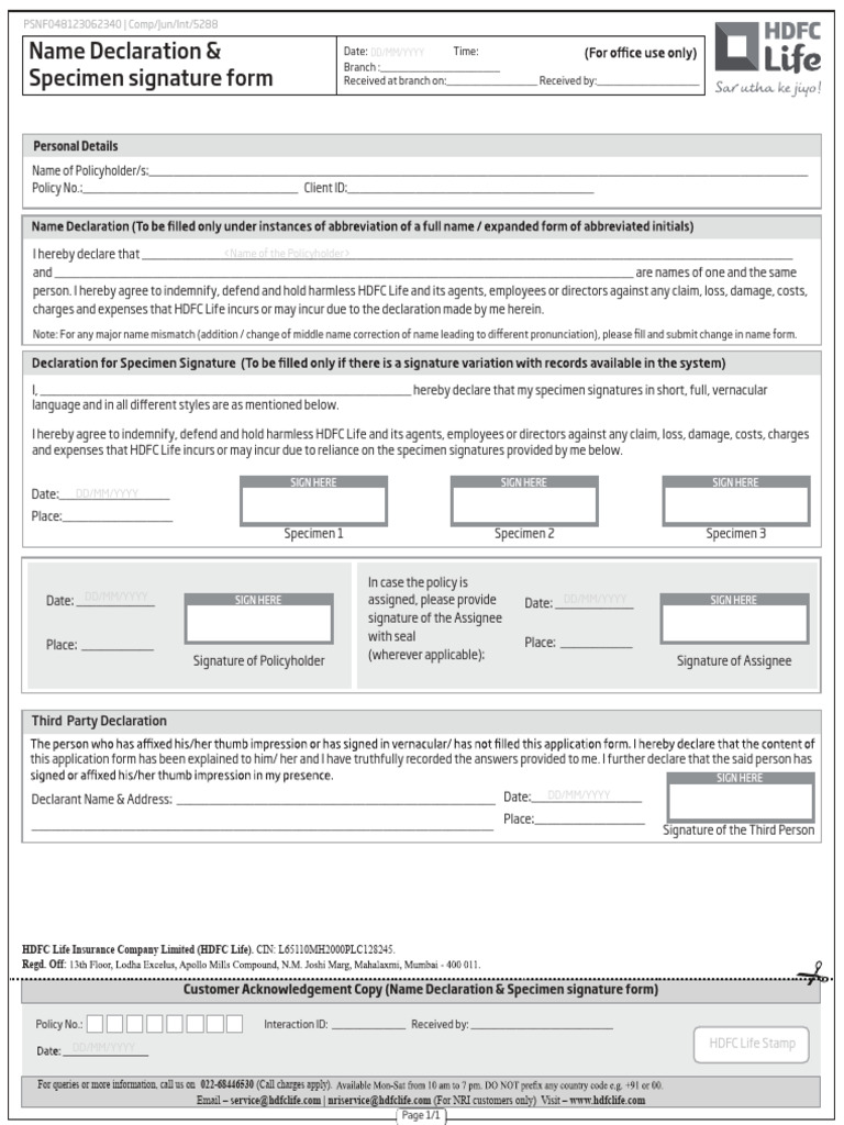Name Declaration | PDF