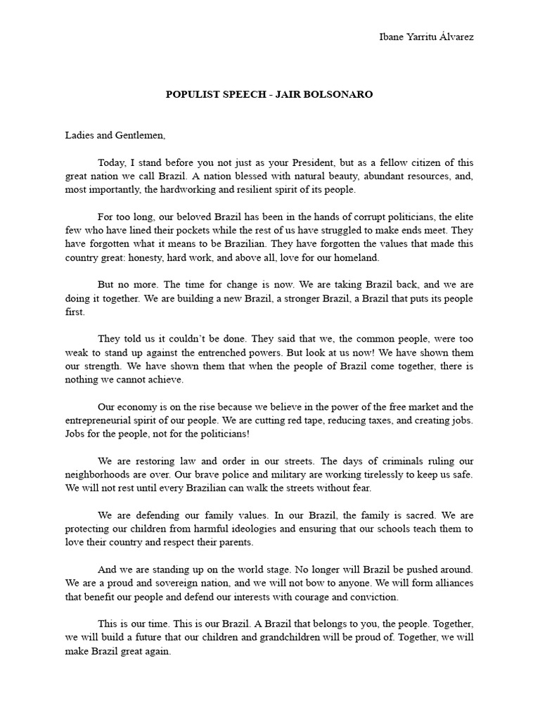 Populist Speech Bolsonaro | PDF