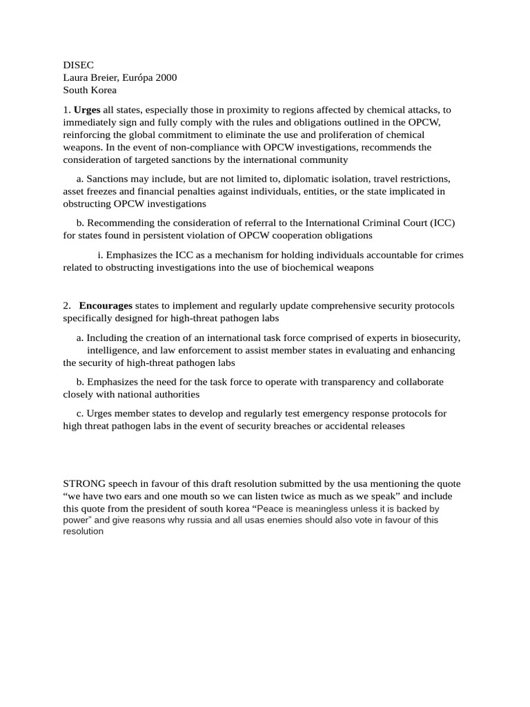 WP - DISEC - South Korea | PDF