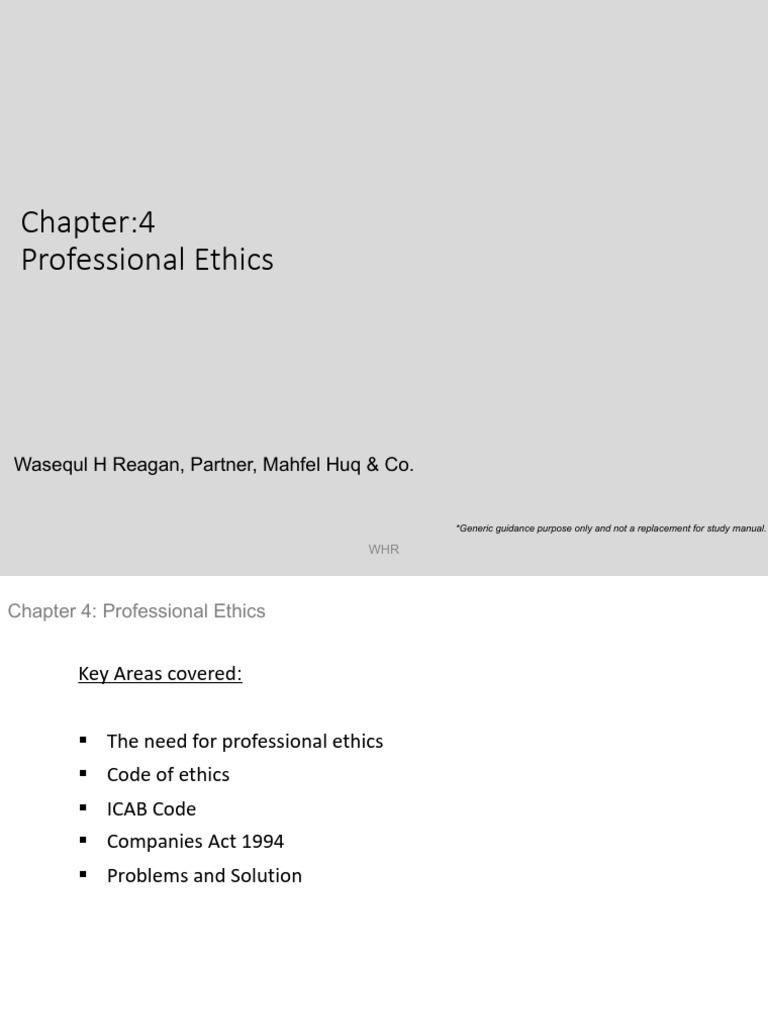 Chapter4 Professional Ethics | PDF | Internal Control | Audit