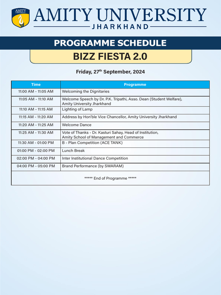 Program Schedule - Bizz Fiesta 2024 | PDF