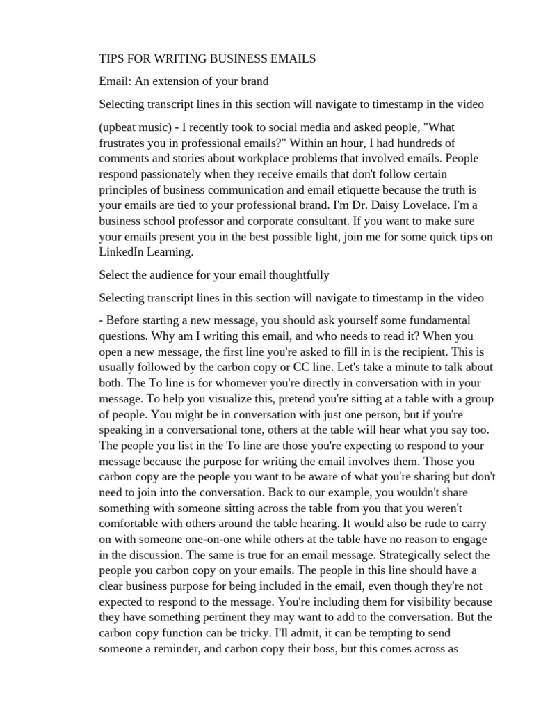 Tips For Writing Business Emails | PDF