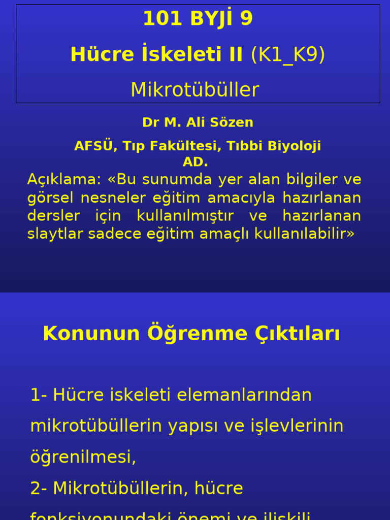 101 BYJİ 9 K1 K9 Hücre Iskeleti II MTs | PDF