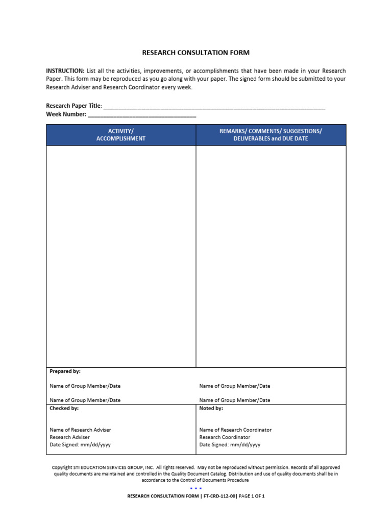 FT CRD 112 00 - Research - Consultation - Form 1 | PDF