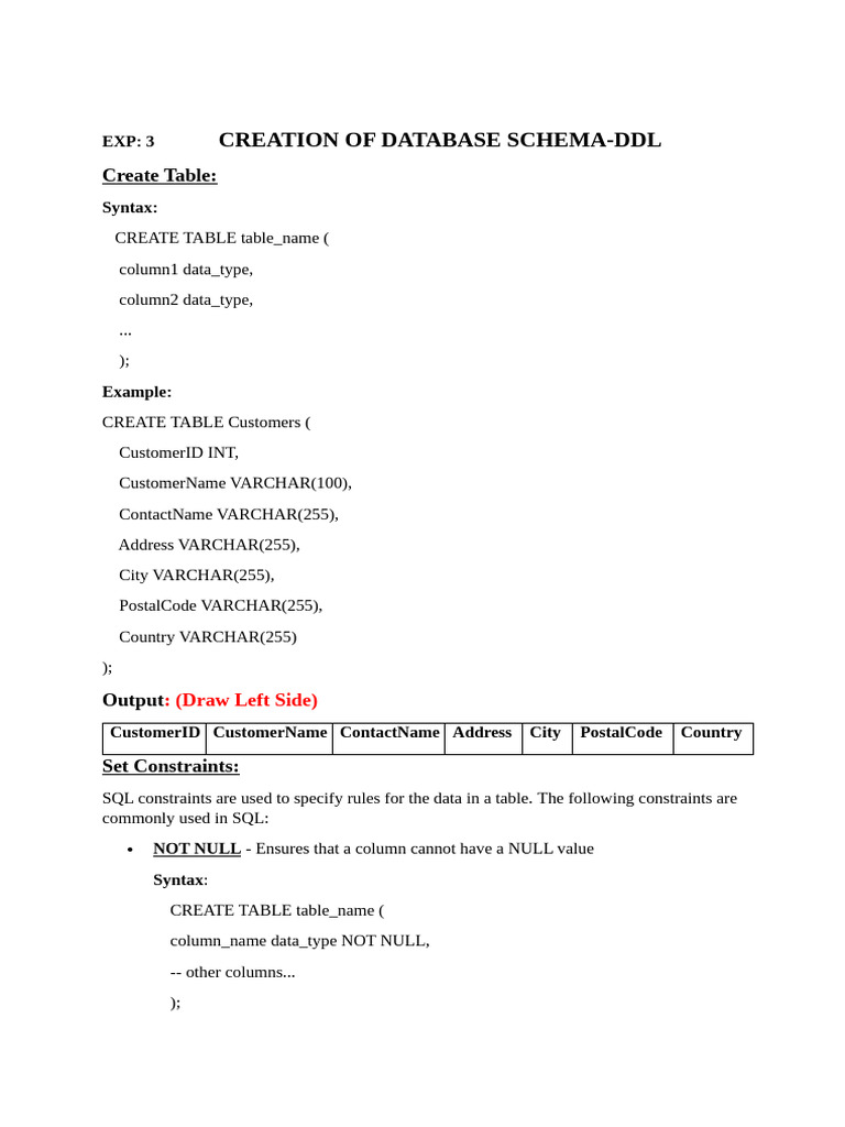 Dbms3-Creation of Database Schema | PDF | Table (Database) | Relational Database
